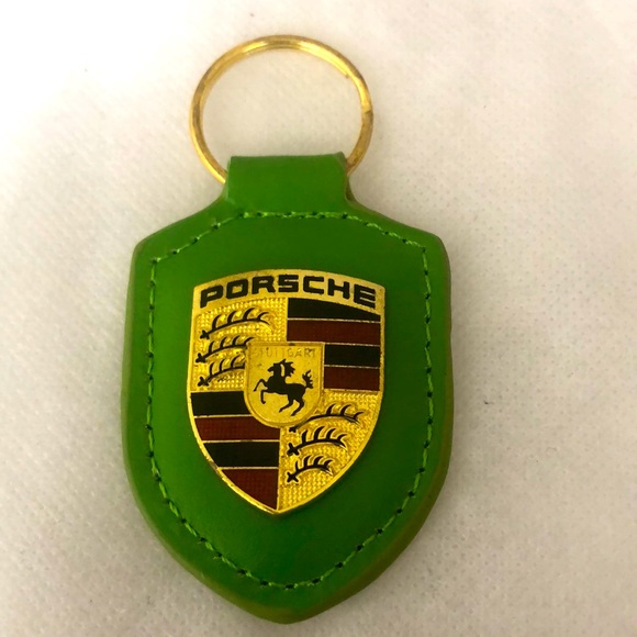 Accessories | Porsche Logo Green Leather Keychain | Poshmark